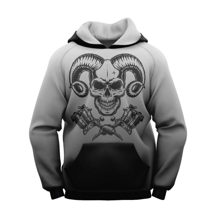 Sublimated White Gothic Skull Hoodie